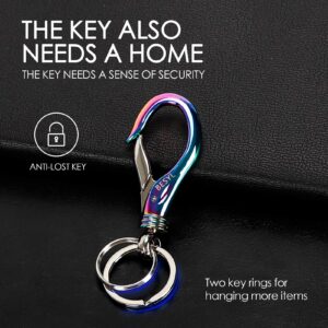 BESYL Rainbow Commerce Keychain with 2 Key Rings, Office and School Heavy Duty Car Key Chain for Men and Women