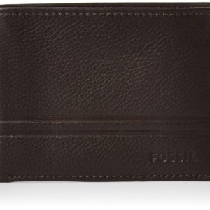 Fossil Men's Wilder Leather Bifold Wallet, Dark Brown