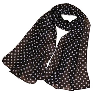 lmverna women's polka dot scarves printing chiffon silk scarf lightweight summer long scarfs wrap black (black+white)