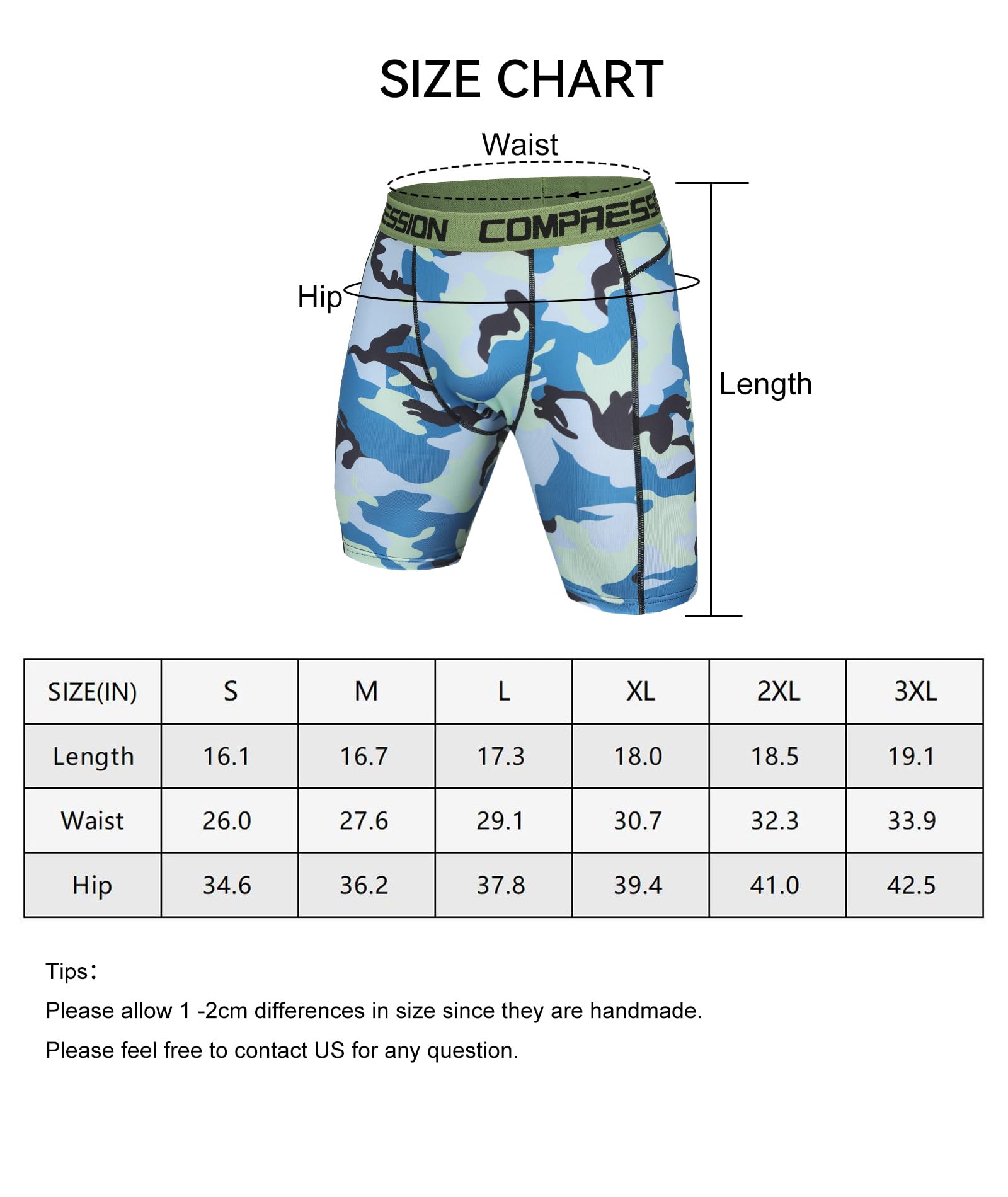 Holure Men's 3 Pack Sport Compression Shorts Mens Underwear Spandex Shorts Workout Running,Brown,Blue,Green,Camo,02-L