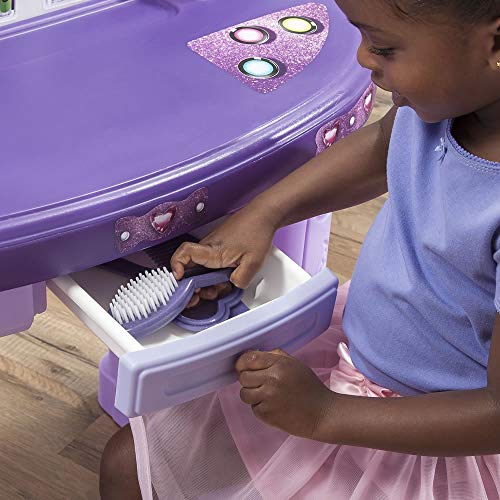 Step2 Pretty & Posh Vanity with Stool | Kids Pretend Play Vanity Set , Purple