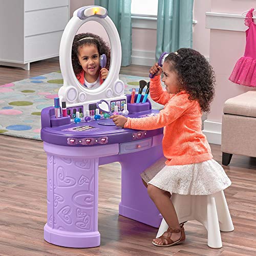 Step2 Pretty & Posh Vanity with Stool | Kids Pretend Play Vanity Set , Purple