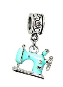 dangle blue sewing machine charm bead