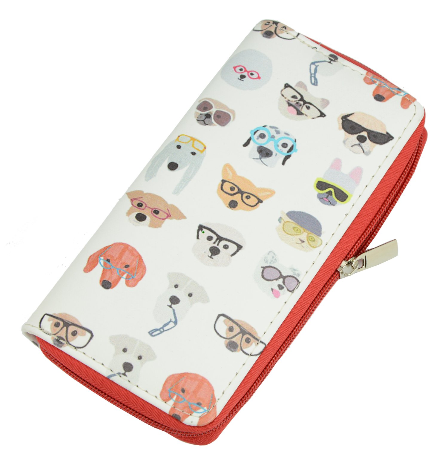 Ecohaso Women Zip Around Organizer Wallet PU Clutch Long Purse Cartoon Printed Wallet (Dog)