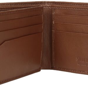 Steve Madden Men's Leather Wallet Extra Capacity Attached Flip Pockets, Cognac (Glove), One Size