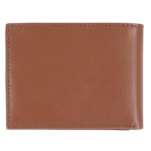 Steve Madden Men's Leather Wallet Extra Capacity Attached Flip Pockets, Cognac (Glove), One Size