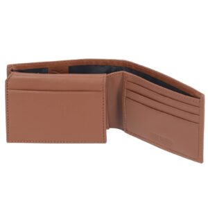 Steve Madden Men's Leather Wallet Extra Capacity Attached Flip Pockets, Cognac (Glove), One Size