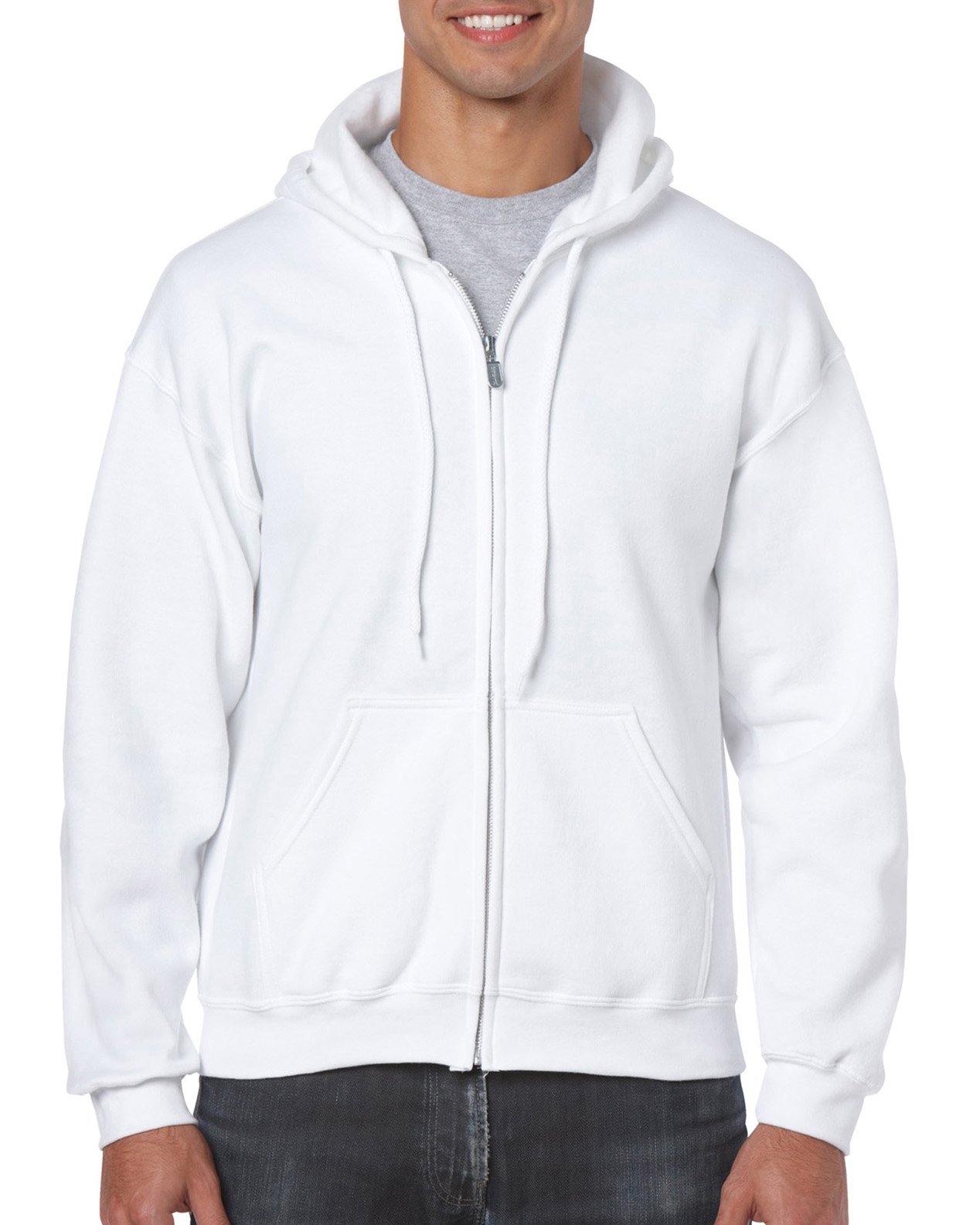 Fashion Gildan 18600 Zip Fleece Sweatshirt White X-Large