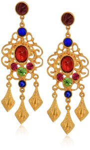 ben-amun jewelry victoria collection vintage multicolor natural stones, crystal pearl drop earrings