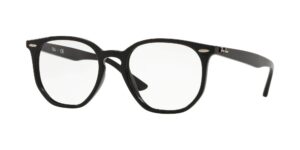 ray-ban rx7151 hexagonal prescription eyeglass frames, black/demo lens, 52 mm