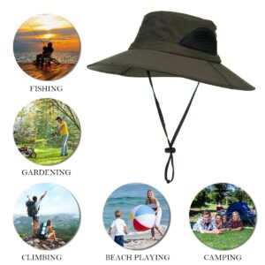 YR.Lover.Outdoor Boonie Men and Women's Hat - Sun Protection Wide Brim Waterproof Cap for Safari Fishing Hunting Summer Bucket Hat Army Green