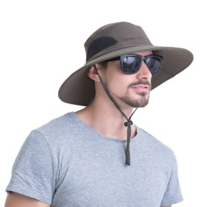 YR.Lover.Outdoor Boonie Men and Women's Hat - Sun Protection Wide Brim Waterproof Cap for Safari Fishing Hunting Summer Bucket Hat Army Green