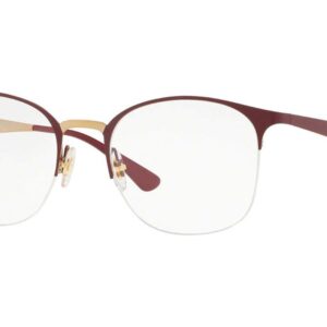 Ray-Ban RX6422 Square Prescription Eyeglass Frames, Matte Bordeaux On Rose Gold/Demo Lens, 49 mm