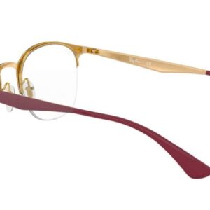 Ray-Ban RX6422 Square Prescription Eyeglass Frames, Matte Bordeaux On Rose Gold/Demo Lens, 49 mm