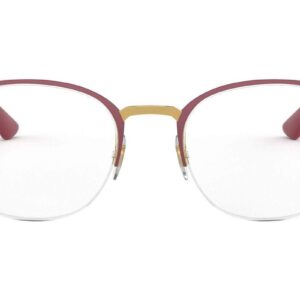 Ray-Ban RX6422 Square Prescription Eyeglass Frames, Matte Bordeaux On Rose Gold/Demo Lens, 49 mm