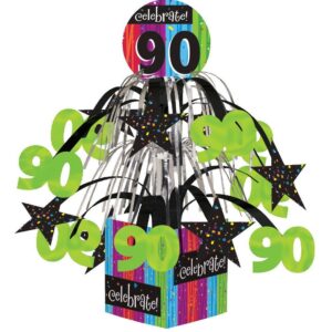 creative converting party decoration metallic foil cascading centerpiece, milestone celebrations 90th | (2-pack)