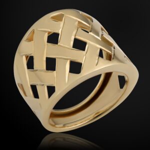 Kooljewelry 14k Yellow Gold High Polish Lattice Ring (19 mm wide, size 10)