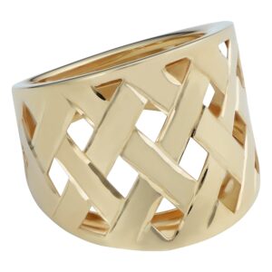 Kooljewelry 14k Yellow Gold High Polish Lattice Ring (19 mm wide, size 10)