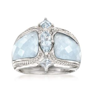 ross-simons 5.85 ct. t.w. aquamarine ring in sterling silver. size 8