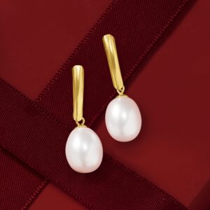 Ross-Simons 8.5-9mm Cultured Pearl Drop Earrings in 14kt Yellow Gold