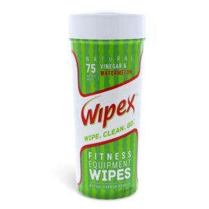 wipex gym equipment cleaner gym wipes - 75ct yoga mat wipes & workout equipment cleaner wipes for personal use - fitness equipment, mma gear, pilates, spas, gyms, peloton bikes, watermelon scent