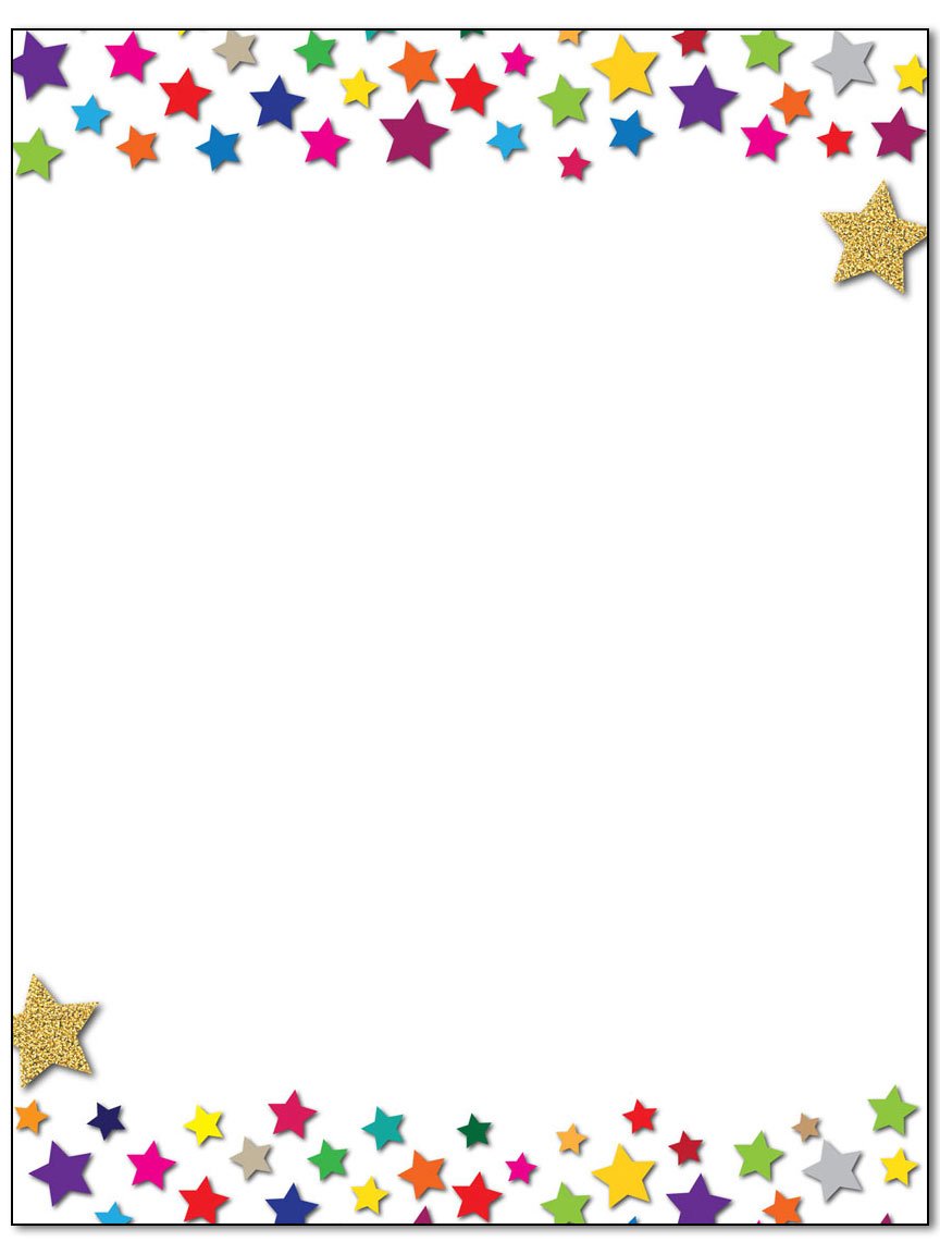 Star Stationery - 8.5 x 11-60 Letterhead Sheets - Star Border Letterhead (Stars)