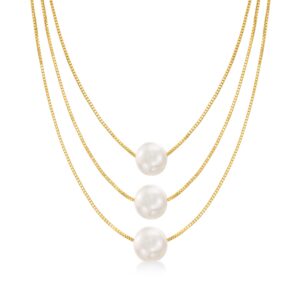 ross-simons 9-9.5mm cultured pearl 3-strand layered necklace