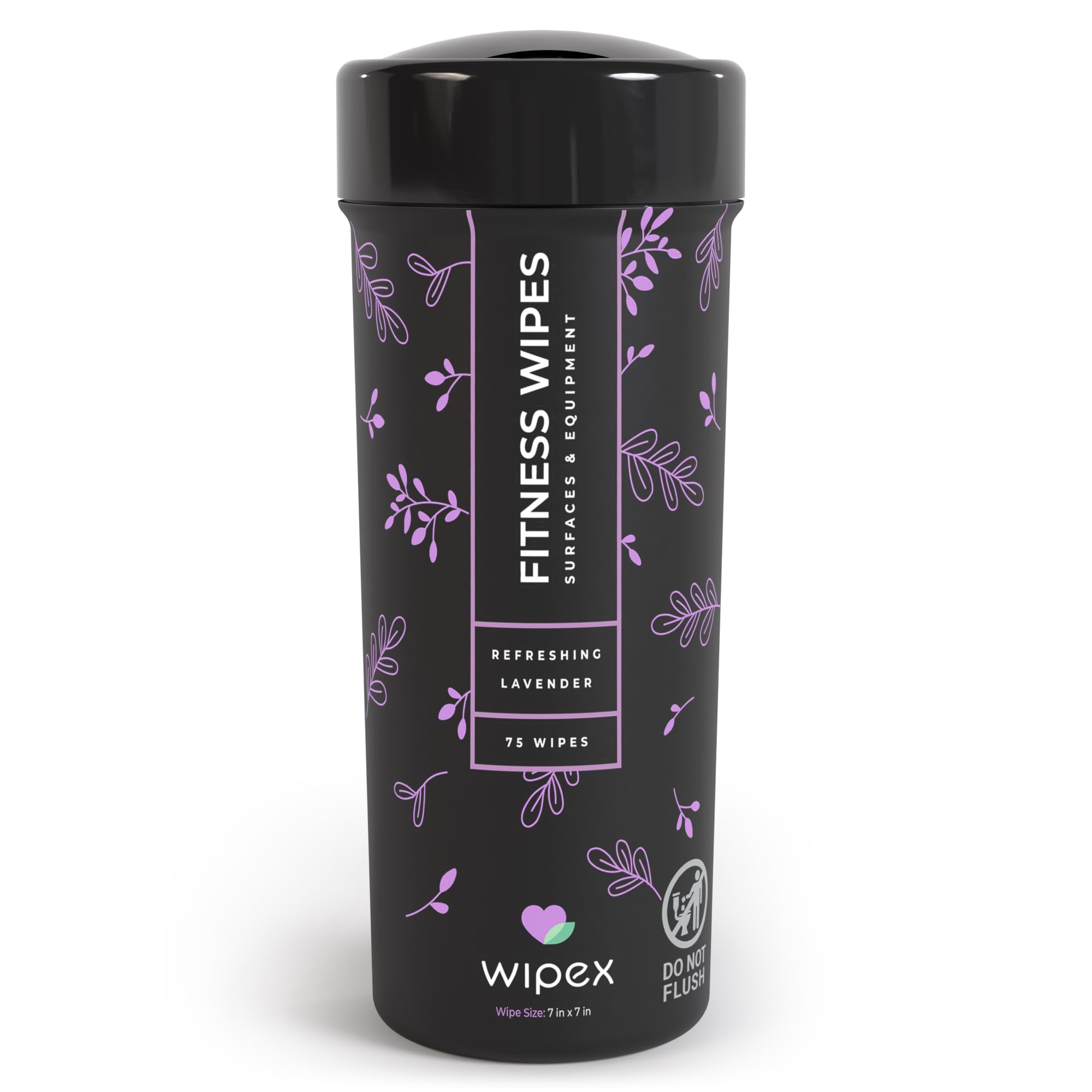 Wipex Gym Wipes & Fitness Equipment Wipes, Natural Lavender & Vinegar Wipes to Clean the Grime off Yoga Mats, Weight Machines & Surfaces, Spinning & Peloton Bikes, 75 Count (Pack of 1)