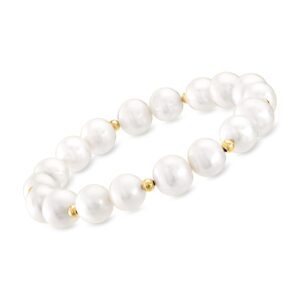 ross-simons 9-10mm cultured pearl stretch bracelet with 14kt yellow gold. 7 inches