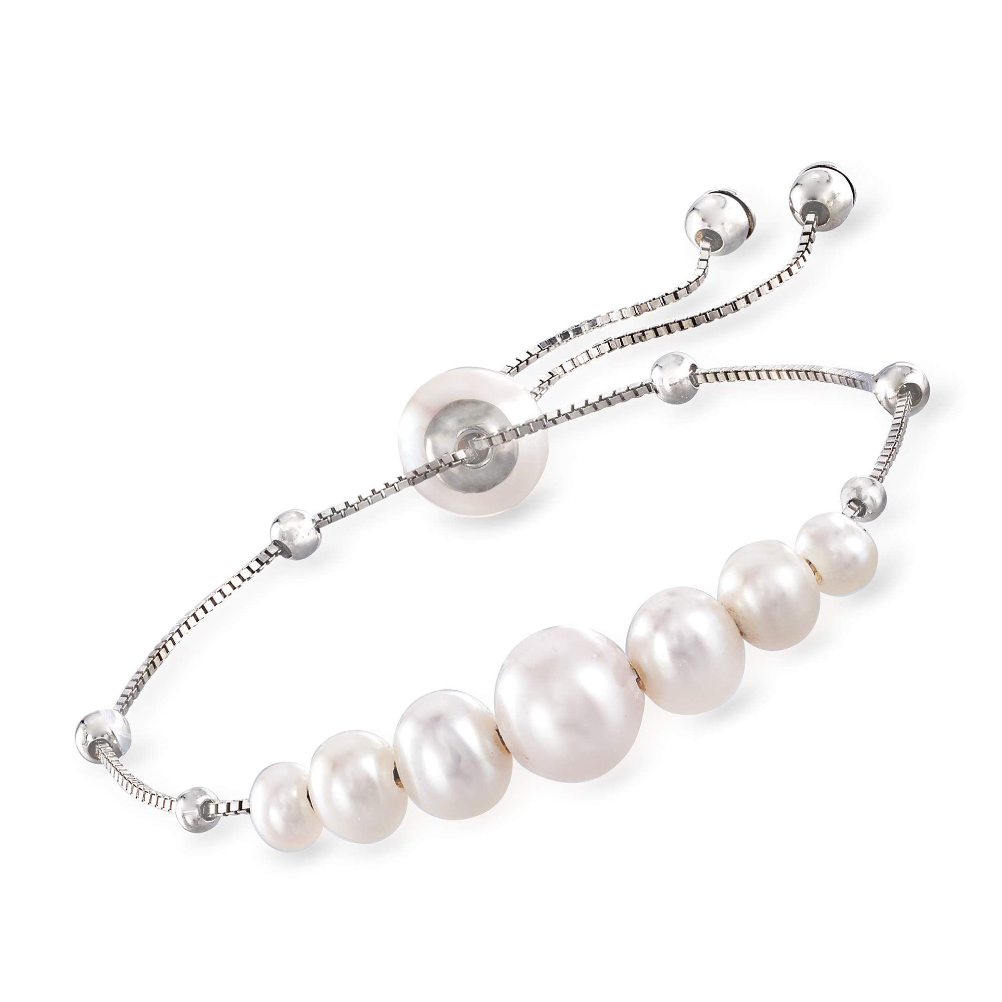 Ross-Simons 4-9.5mm Cultured Pearl Bolo Bracelet in Sterling Silver