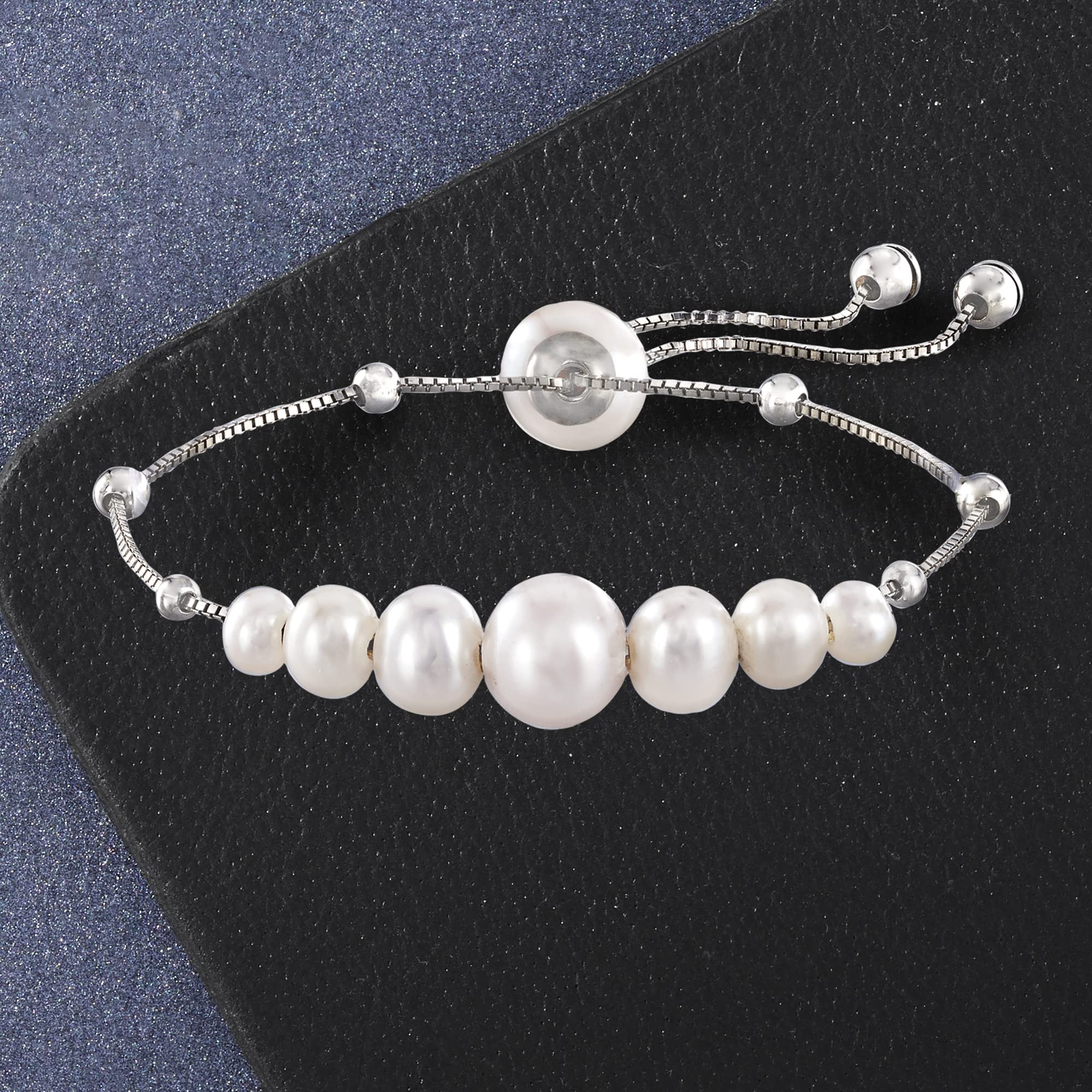 Ross-Simons 4-9.5mm Cultured Pearl Bolo Bracelet in Sterling Silver