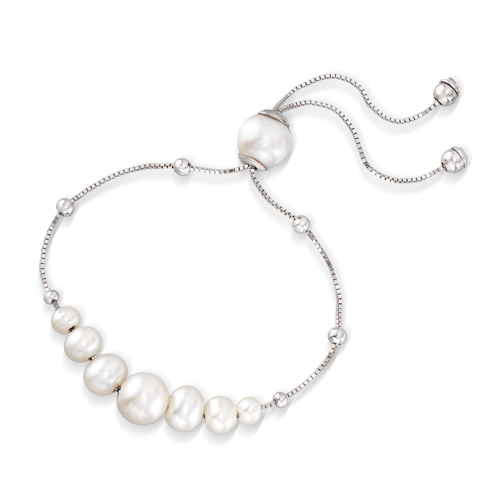 Ross-Simons 4-9.5mm Cultured Pearl Bolo Bracelet in Sterling Silver