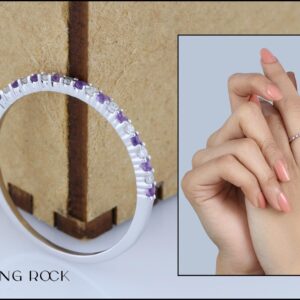 Dazzlingrock Collection 10K Round Amethyst & White Diamond Ladies Anniversary Wedding Band, White Gold, Size 5