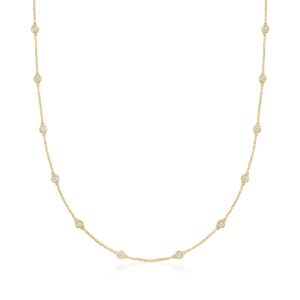 ross-simons 14kt gold bezel-set diamond station necklace