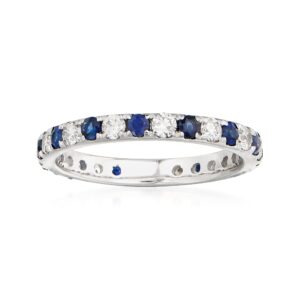 ross-simons 0.50 ct. t.w. sapphire and .50 ct. t.w. diamond eternity band in 14kt white gold. size 6