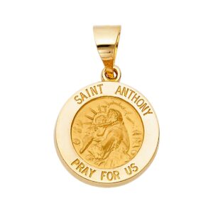 tgdj 14k yellow gold religious st. anthony pendant