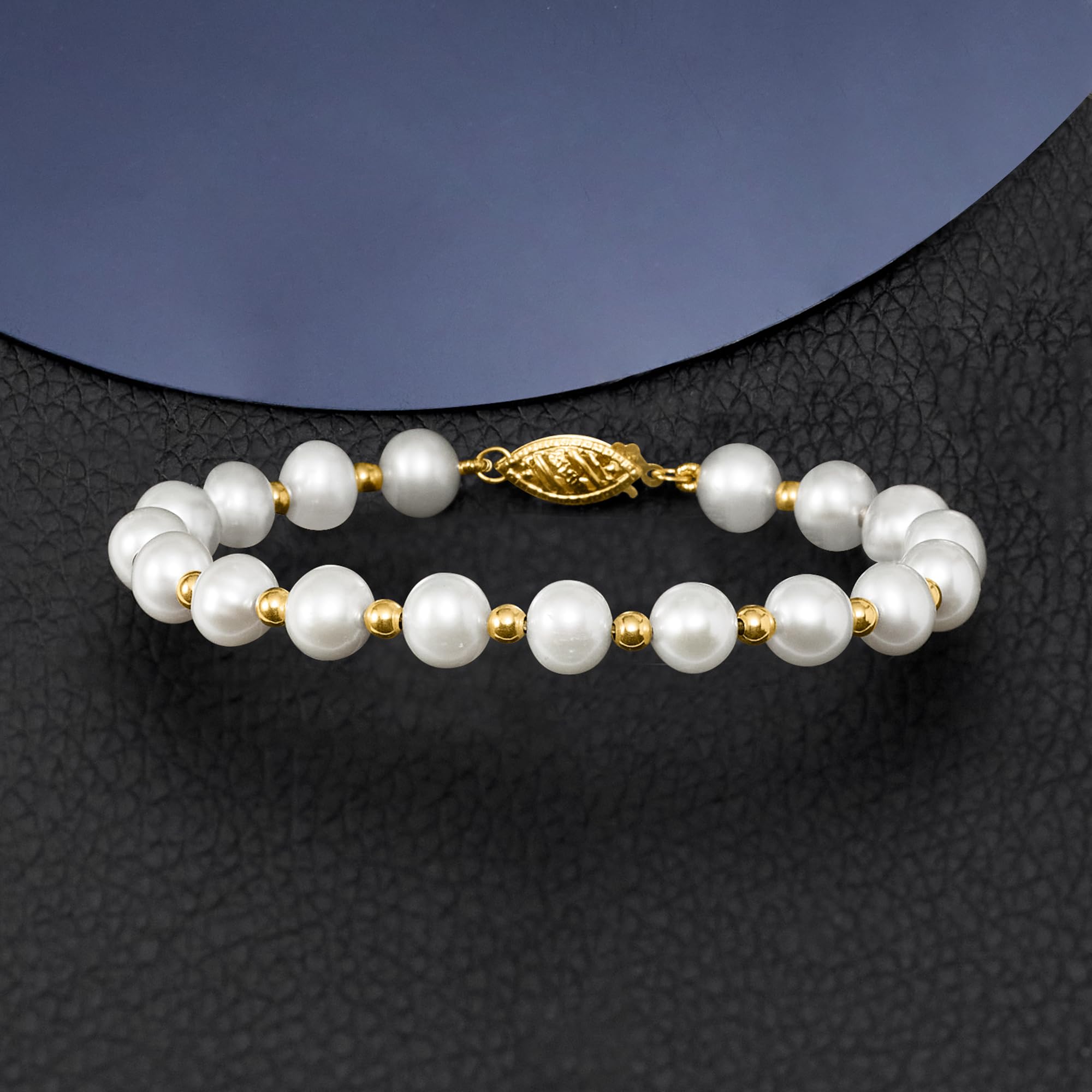 Ross-Simons 6-7mm Cultured Pearl Bracelet With 14kt Yellow Gold. 7 inches