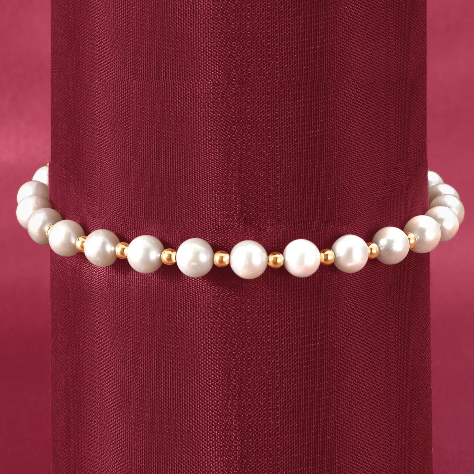 Ross-Simons 6-7mm Cultured Pearl Bracelet With 14kt Yellow Gold. 7 inches