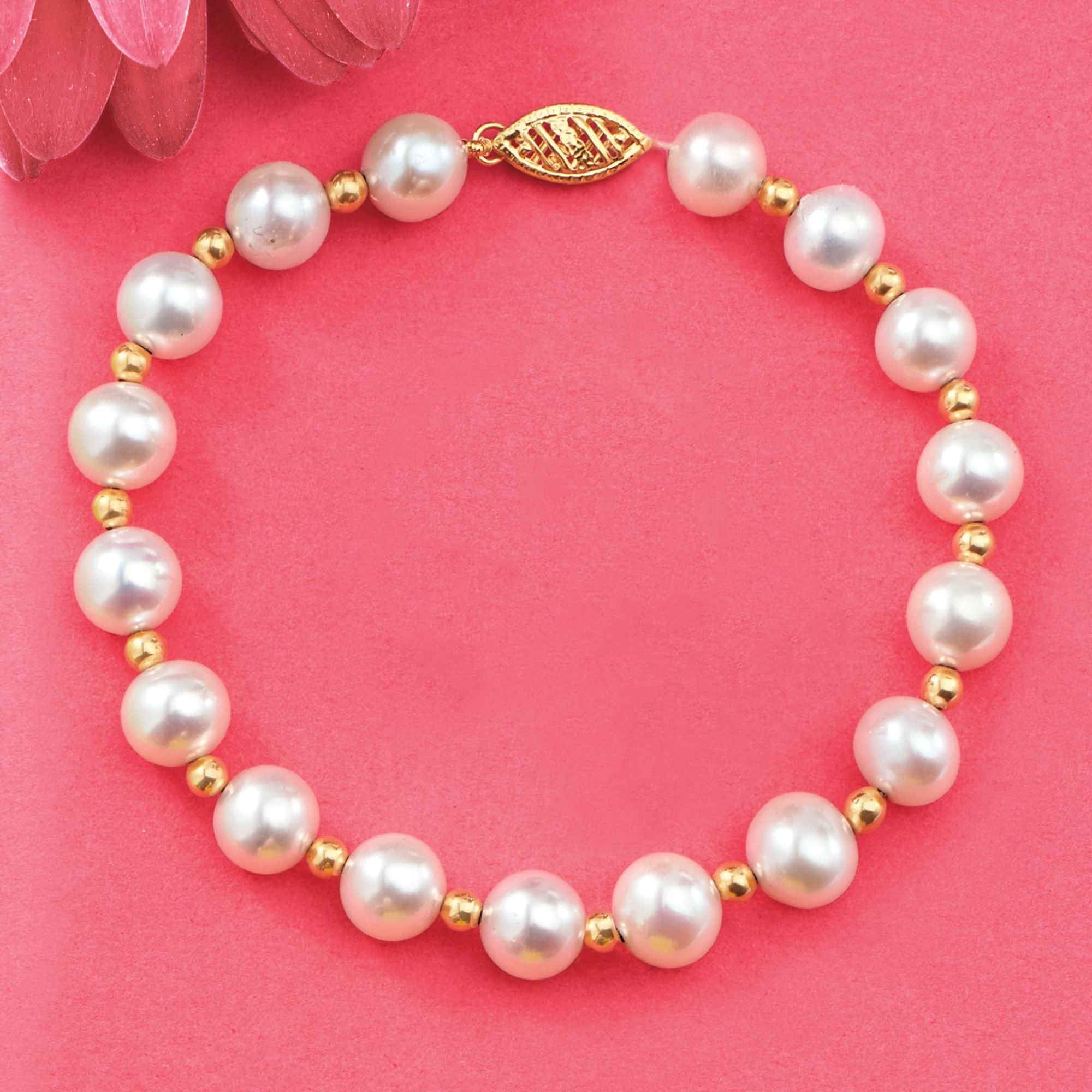 Ross-Simons 6-7mm Cultured Pearl Bracelet With 14kt Yellow Gold. 7 inches