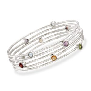 ross-simons 2.30 ct. t.w. multi-stone jewelry set: 5 bangle bracelets in sterling silver. 7 inches