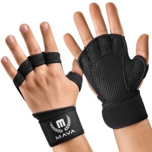 mava open gym gloves for men & women; padded weight lifting gloves with wrist support for comfort, protection; strong-grip fingerless workout gloves for men & women; anti-sweat gym accessories