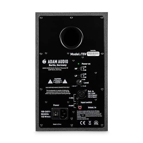 ADAM Audio T5V Studio Monitor for recording, mixing and mastering, Studio Quality Sound (Single)