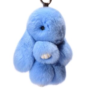 hxinfu real rabbit fur ball keychain bag plush pom poms fluffy bunny keychain