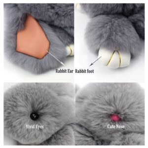 HXINFU Real Rabbit Fur Ball Keychain Bag Plush Pom Poms Fluffy Bunny Keychain