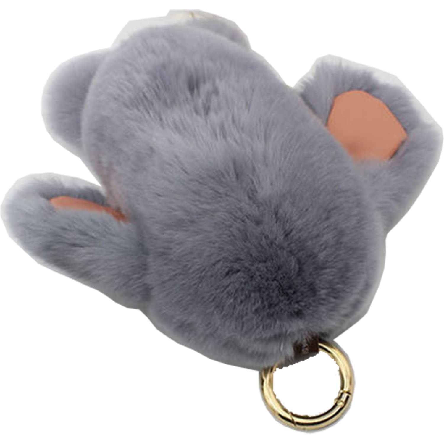 HXINFU Real Rabbit Fur Ball Keychain Bag Plush Pom Poms Fluffy Bunny Keychain