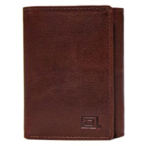 slim rfid blocking trifold wallet for men - genuine buffalo leather - whiskey