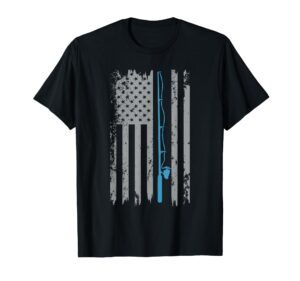 american flag fishing vintage fisherman t-shirt