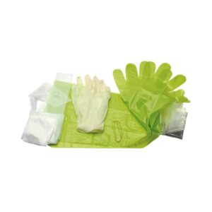 hme game cleaning kit for field dressing, skinning, processing & gutting shoulder-length gloves, wrist-length latex gloves, plastic apron & plastic bag