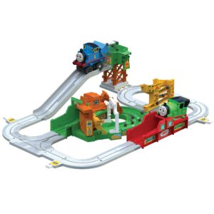 thomas and friends big loader — motorized thomas the train set — includes thomas the train, percy the train, and terence the tractor — girls and boys ages 3 years and up