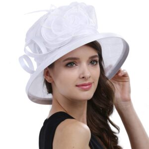 original one women's kentucky derby tea part dress church fascinators fancy hats (white) m